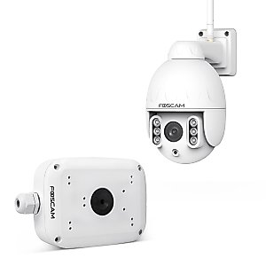 FOSCAM HT2 1080p Outdoor 2.4g/5gHz WiFi PTZ IP Camera and FAB28S Stainless Steel Waterproof Junction Box Bundle, Totally Weatherproof