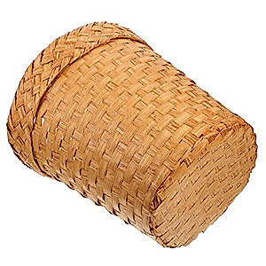 Housoutil Laundry Hamper Vintage Waste Basket, lint bin Woven Trash can Small Garbage can Rubbish Basket for Bedroom, Bathroom, Offices or Home- Office Supplies Khaki Trash cans Laundry Basket