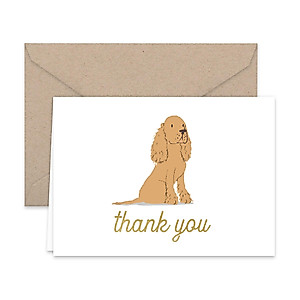 Paper Frenzy Dogs Puppies Thank You Note Card Collection 25 pack with Kraft Envelopes