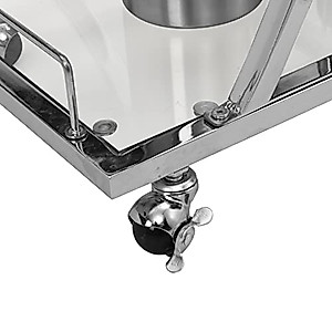 RARZOE Bar Serving Cart with Glass Holder&Wine Rack, Mobile Kitchen Serving Cart Wine Cart, 3-Tier Kitchen Trolley with Tempered Glass Shelves&Sliver-Finished Metal Frame for Home Dining Room(Silver)