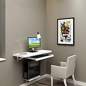 WZHONG Wall Floating Computer Desk Table Study Writing Desk Portable Laptop Desk with Main Frame and Adjustable Keyboard Tray (Size : 80cm)