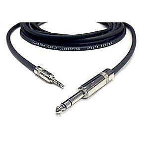 1 Foot Pro Audio 1/4 inch (6.35mm) TRS to 1/8 inch (3.5mm) TRS Balanced Cable by Custom Cable Connection