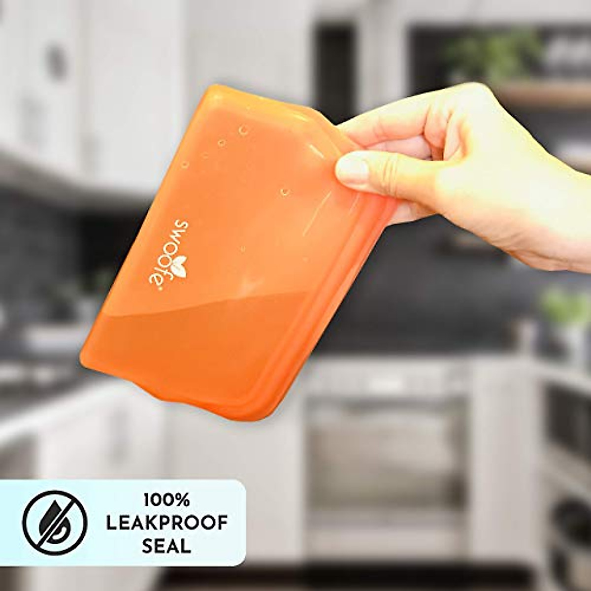 SWOOFE Reusable Silicone Food Bag | Snack Size 11 Oz (Coral) | Eco-Friendly | Plastic Free Storage Snacks Bag | Great for Cooking, Sous Vide, or Freezer use | Leakproof, Dishwasher-Safe.