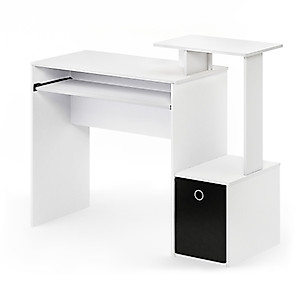 Furinno Bookcase, Computer Desk and Storage Bundle (White/Black)