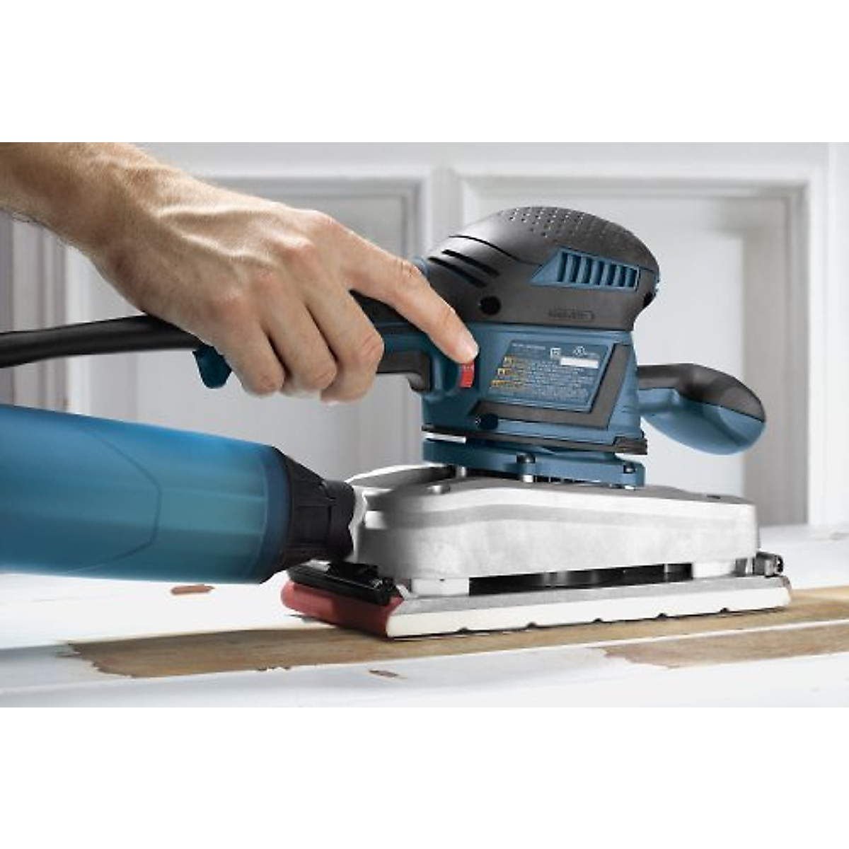 BOSCH OS50VC Electric Orbital Sander - 3.4 Amp 1/2 Inch Finishing Belt Sander Kit with Vibration Control for 4.5 Inch x 9 Inch Sheets , Blue