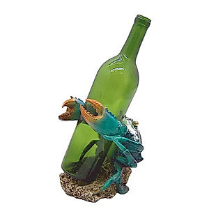 Crab Wine Bottle Holder, Nautical Décor, Freestanding Tabletop Decoration, 7 Inches