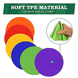 ZIECE Poly Spots Spot Markers for Gym Floor 9inch 10inch 12/18/36 Pcs Flat Cones Non-Slip Rubber Floor Dots Circles for Kids Sports Soccer Basketball Agility Training Dance Classroom