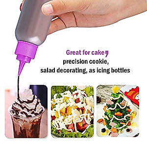 HAOHAN Squeeze Writer Bottles Set-12 Squeeze Cookie Icing Bottles, 1 Cleaning Brush, 1 Funnel, Applicator Bottles-4 of Each (1 Oz, 2 Oz, 4 Oz) for Cookie Decorating, Food Coloring