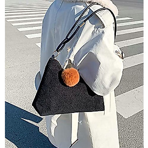 Small Shoulder Bags for Women Corduroy Bag Cute Hobo Tote Handbag Mini Clutch Purse Zipper Closure