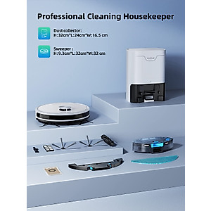 HONITURE Robot Vacuum and Mop Combo, Self Emptying Robotic Vacuum with Lidar Navigation, Smart App Mapping, 3500Pa Suction, Ideal for Pet Hair Carpet Hard Floor,Q6 SE
