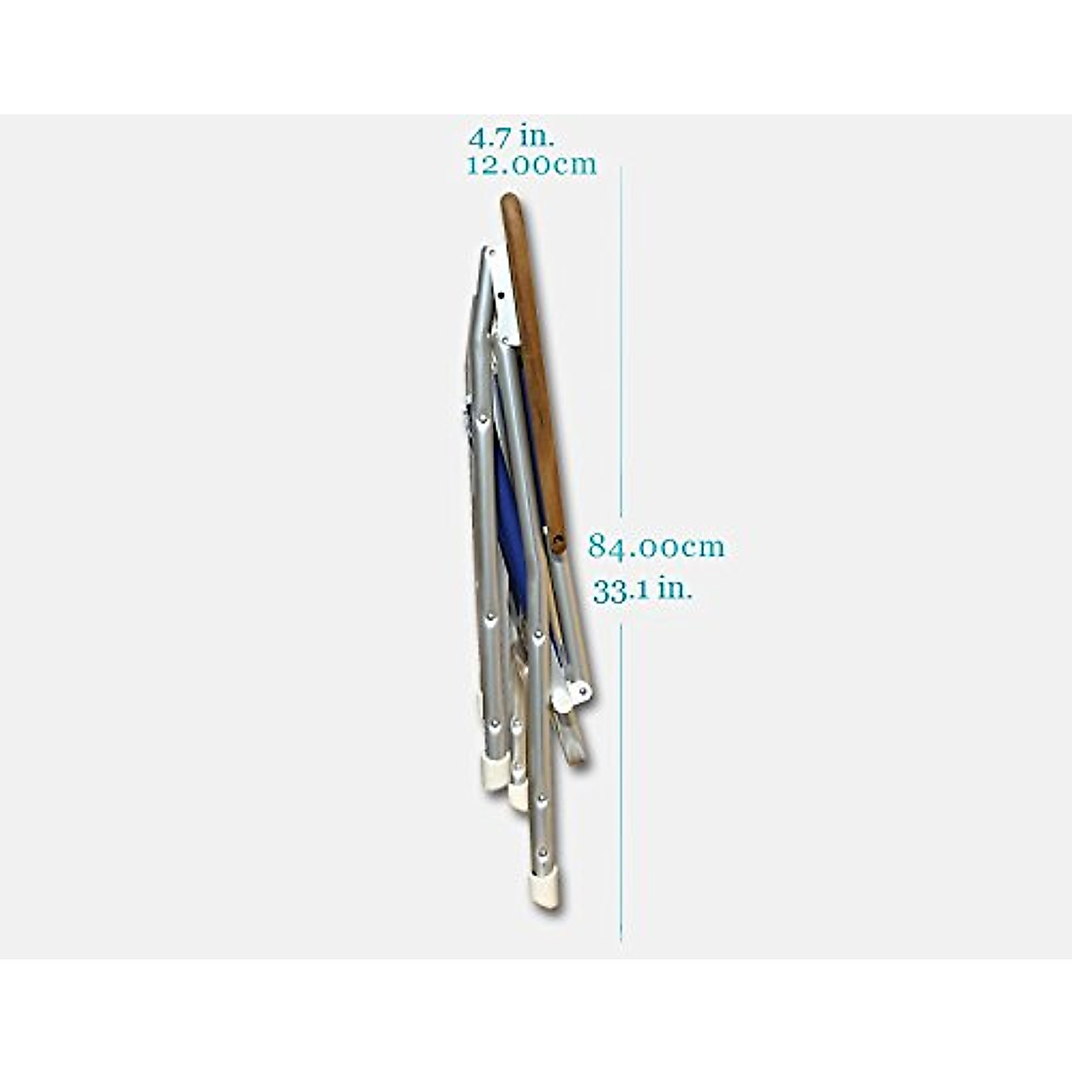 FORMA MARINE Boat Chairs Navy Blue Deck Folding Marine Aluminum Teak Furniture Set of 2 M100NB