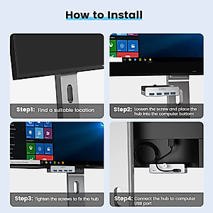 ORICO USB 3.0 Hub, USB Hub Clamp, Aluminum 4-Port USB Splitter with Extra Power Supply Port and 4.92 FT USB A to USB A and USB A to USB C Cable, Desktop Powered USB Hub for Monitors/Desks-Silver