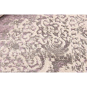 Unique Loom Traditional Classic Intricate Design with Distressed Vintage Detail, Area Rug, 3 ft 3 in x 5 ft 3 in, Purple/Ivory