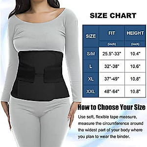 Postpartum Belly Band & Abdominal Binder Post Surgery Compression Wrap Recovery Support Belt (for Waistline 25.5"-33",S/M, Black)