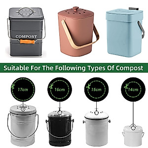 6 Pack Activated Carbon Compost Bin Filters, 6.75 Inch +5 Inch Round Replacement Filters for Kitchen Compost Pail, Countertop Bucket Refill Sets, Compatible with Compost Collector Square+Round