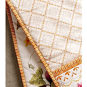 Maison d' Hermine Double Oven Gloves 7"x35", 100% Cotton Heat Resistant Oven Mitt Cooking Gloves with Loop, Handling Hot Pan, Pumpkin Garden - Cloudy Cream-Thanksgiving/Christmas