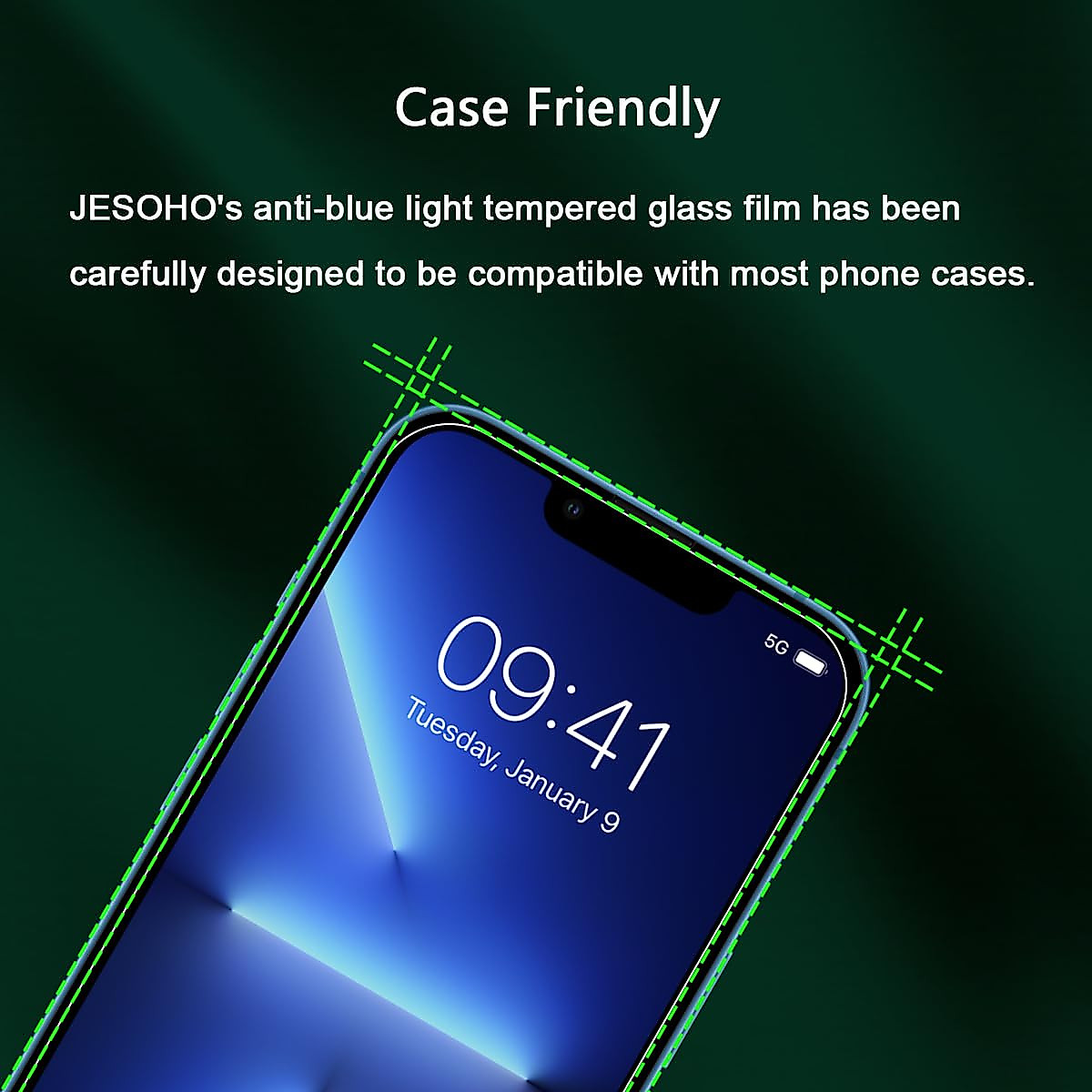 JESOHO Blue Light Screen Protector for iPhone 13 Pro Max & iPhone 14 Plus (6.7''), Eye Protection Tempered Glass Film, Scratch-Resistant, No Bubble, Anti Glare,with Easy Installation Kit, 2 Pack