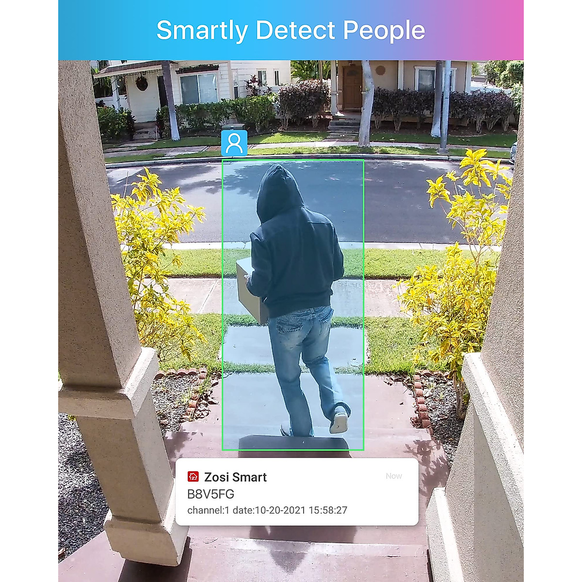 ZOSI 5MP 8CH PoE Security Camera System with Audio,H.265+ 5MP 8 Channel NVR with 2TB HDD,8pcs Weatherproof PoE IP Cameras Outdoor Indoor,Human Detection,100ft Night Vision,for Home 24-7 Recording