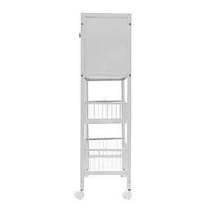 HuaShuani Kitchen Storage Rack, Bread Rack Coffee Station Microwave Rack Storage Rack Kitchen Cart, 4 Level Kitchen Drain Rack, Cutlery, Wine, POTS and Pans, 4 Universal Wheels (White)