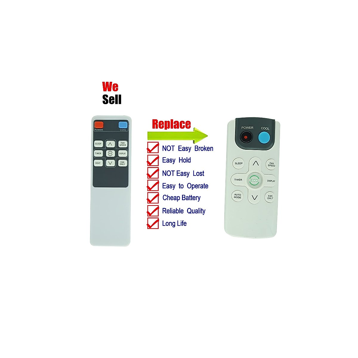 HCDZ Replacement Remote Control for Black+Decker BWAC06WT BWAC08WT BWAC10WT BWAC12WT Window Air Conditioner