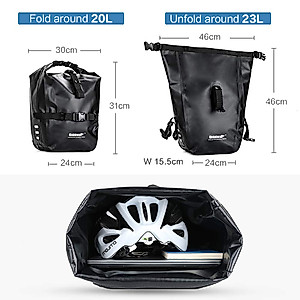 Rhinowalk 20L Bike Bag Waterproof Bicycle Pannier Rear Seat Bag for Cycling Bicycling Traveling Riding, Black