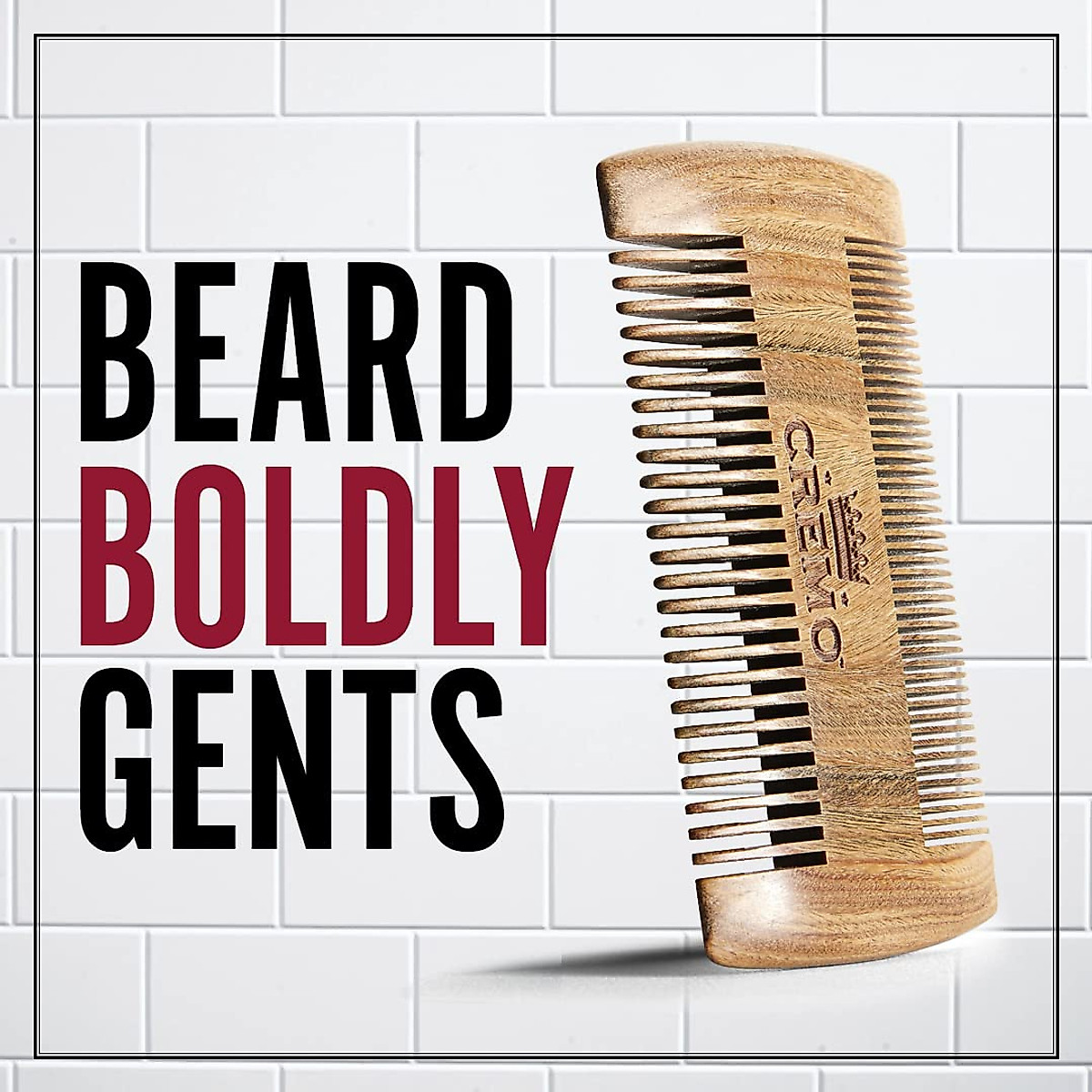 CREMO - Premium Beard Comb For Men | 100% Natural Wood With Woody Fragrance