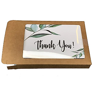 25 Greenery Thank You Cards (Flat not Foldable) With 25 Envelopes For Weddings, Engagements, Birthday, Baby or Bridal Shower, Housewarming Thanks Invites.