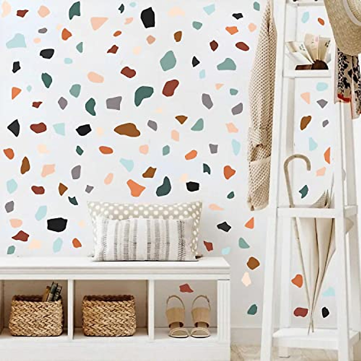 Terrazzo Wall Decals Irregular Stones Wall Sticker Multicolor Polka Dot Wall Stickers Modern Geometric Abstract Wall Decals Living Room Nursery Bedroom Decor
