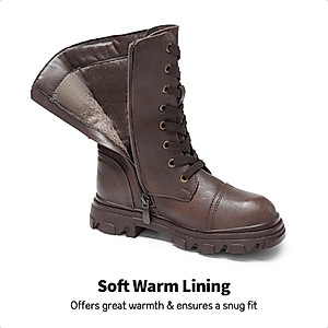 DREAM PAIRS Girls Combat Boots Side Zipper Ankle Booties SDBO2306K Size 6 Big Kid Brown