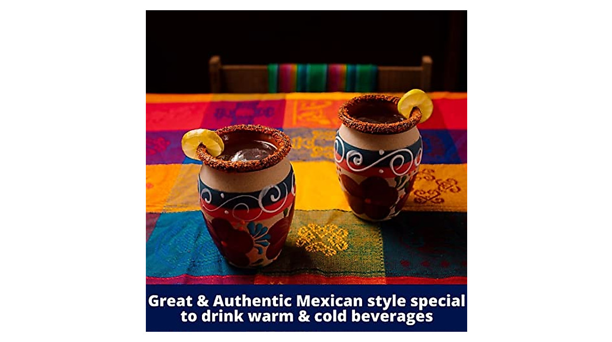 Authentic Cantaritos de Barro - Set of 2 Handcrafted Mugs