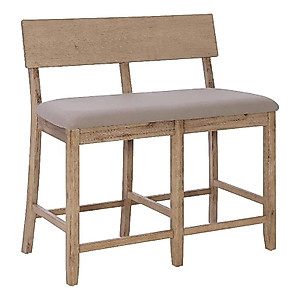 Linon Jordan Wood 25" Counter Height Dining Bench in Washed Gray