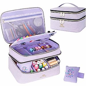 Sewing Supplies Organizer, Double-Layer Sewing Box Organizer Accessories Storage Bag, Large Sewing Basket Water Resistant Travel Women Sewing Gifts for Kit, Scissors, Thread, Pins, Needles, Clips