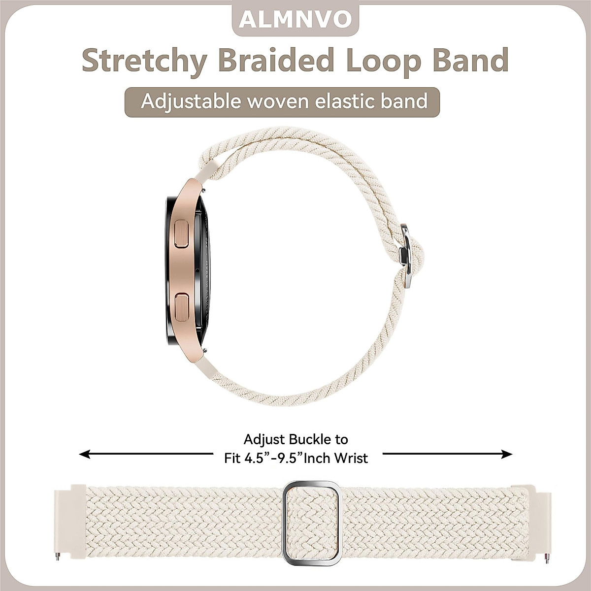 20mm Braided Nylon Adjustable Band for Samsung Galaxy Watch 5/4/6/active 2 40mm 44mm/Galaxy Watch 5 Pro 45mm/Watch 4 Classic 42mm 46mm/Galaxy Watch 6 Classic 43mm 47mm,6Pack Wristband Sport Strap for