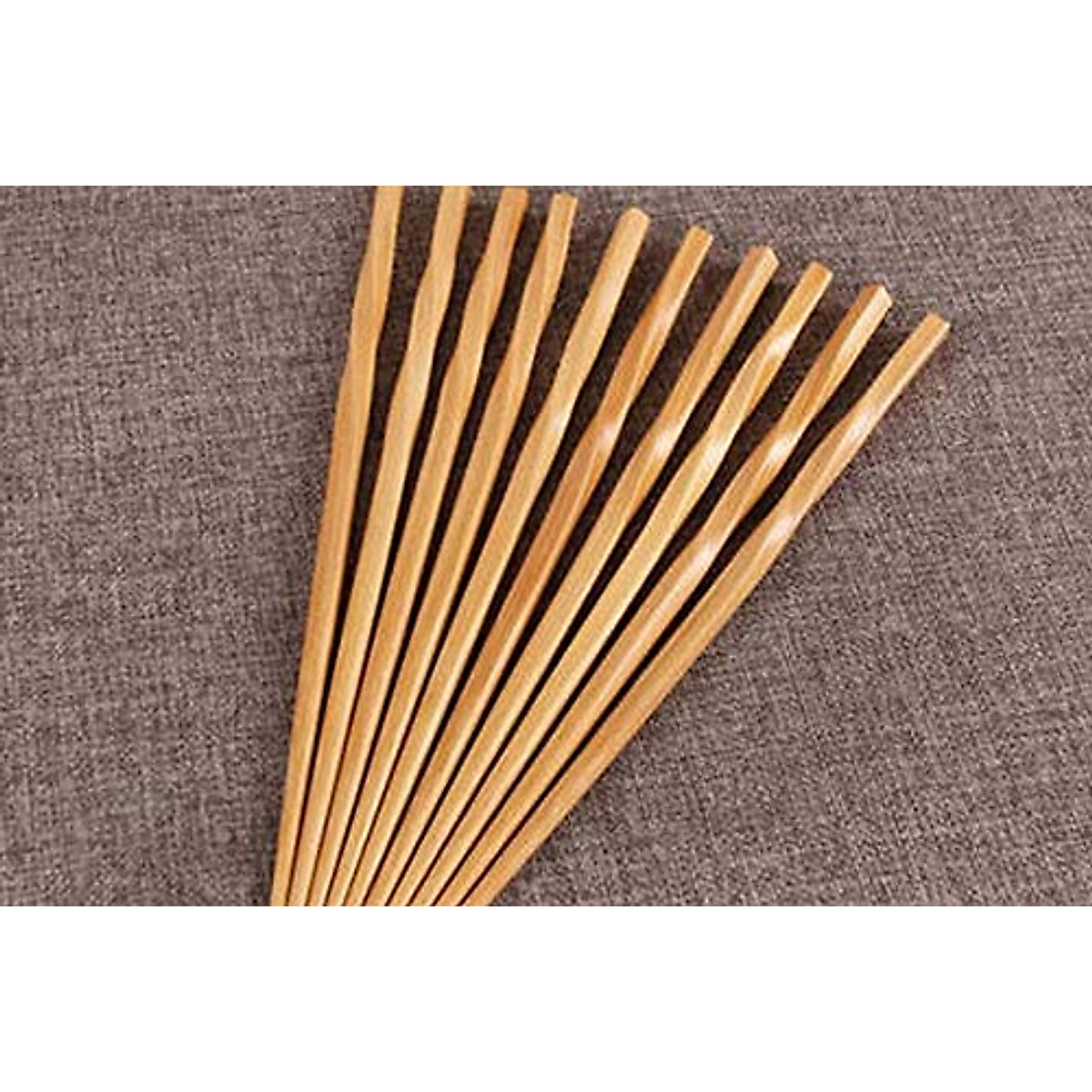 JapanBargain 3650, Bamboo Chopsticks Reusable Japanese Chinese Korean Wood Chop Sticks Hair Sticks 5 Pair Gift Set Dishwasher Safe, 9 inch, Twist