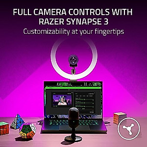 Razer Kiyo X Full HD Streaming Webcam: 1080p 30FPS or 720p 60FPS - Auto Focus - Fully Customizable Settings - Flexible Mounting Options - Works with Zoom/Teams/Skype Conferencing Video Calling