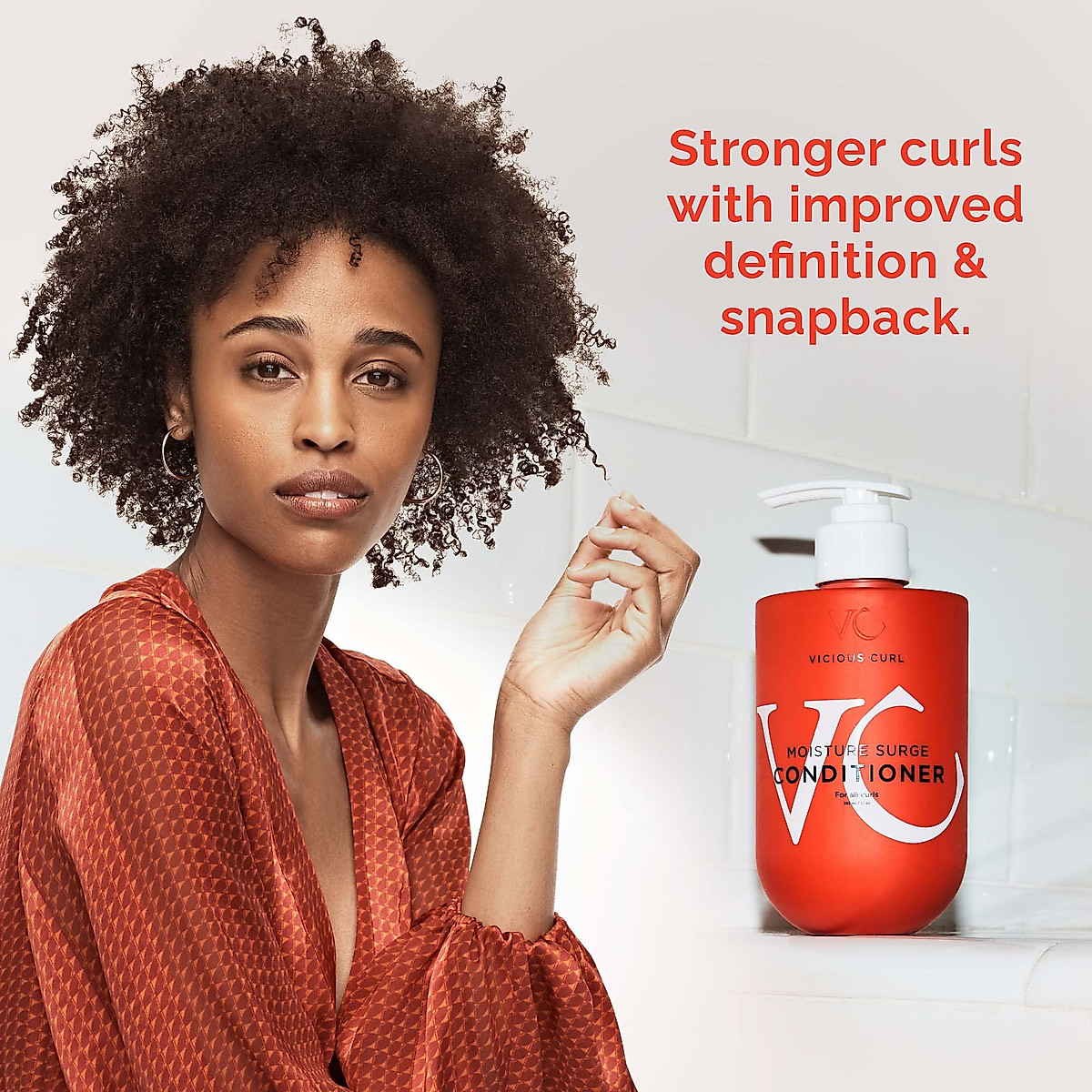 VICIOUS CURL Moisture Surge Conditioner For All Types of Curly Hair – Re-Coils Damaged Curls, Softens, Detangles, Moisturizes & Detangling, 12 FL Oz