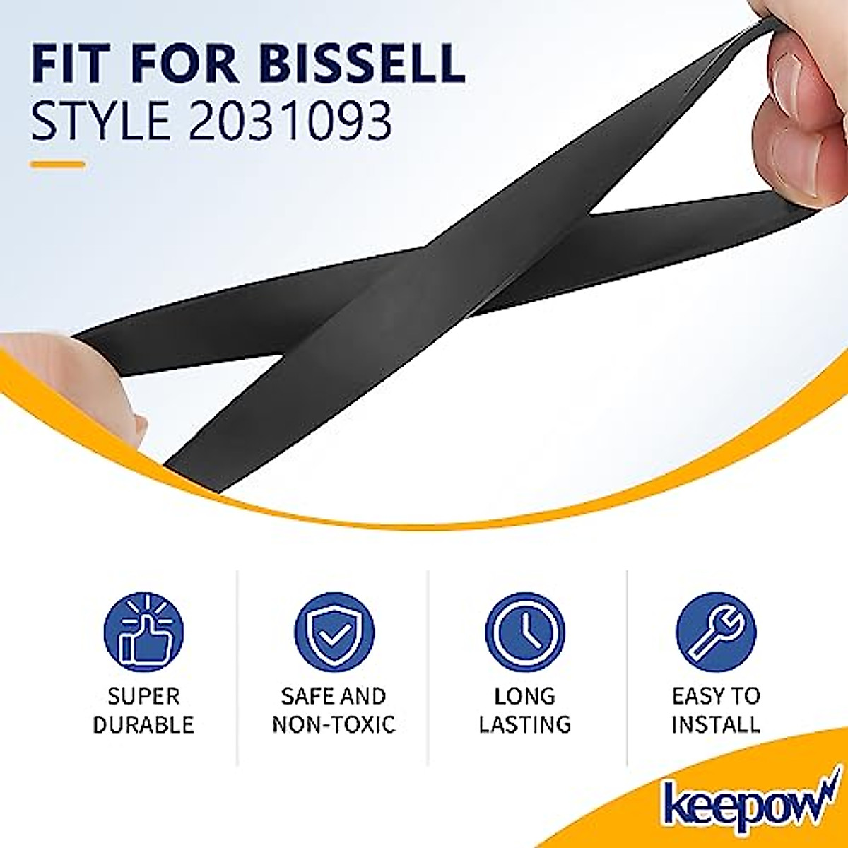 KEEPOW Vacuum Belt Compatible with Bissell PowerForce & Powerforce Helix Vacuum Cleaner 2191U 2191 2190 1240 1700 2692, Part #2031093, 4 Pack