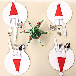 Christmas Home Decoration Tableware Bag Holder Christmas Hat Fork Knife Cutlery Bag Merry Christmas Decoration Ornament