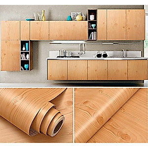 Faux Wood Grain Contact Paper Vinyl Self Adhesive Shelf Drawer Liner for Kitchen Cabinets Shelves Table Desk Dresser Furniture Arts and Crafts Decal 24 Inches by 16 Feet