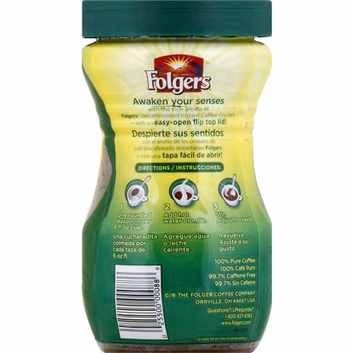Folgers Classic Decaf Instant Coffee, 8 Ounce