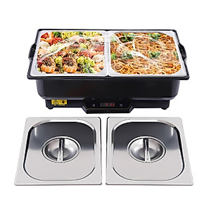 9L Electric Chafing Dish Buffet Stainless Steel Warmers Trays Server Chafer Digital Display for Catering(Black)