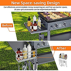 KGDJS Grill Caddy, Upgraded BBQ Caddy Designed for 28"/36" Blackstone Griddles, Removable Griddle Caddy, Space Saving BBQ Accessories Storage Box, Free Drilling Hole & Easy to Install (Grey)