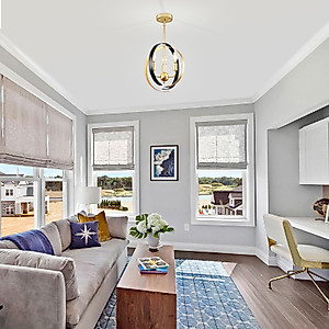 VIOLOEMI Black and Gold Pendant Light, Modern Globe Chandeliers for Dining Room, Adjustable Height 3-Light Farmhouse Foyer Hallway Entryway Kitchen Island Lighting Fixtures(Bulb Not Included)