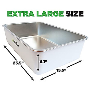 Ohm Earth’s OhmBox - Stainless Steel Cat Litter Box, Extra Large (23.5” x 15.5” x 6.1”) Never Absorbs Odors/Stains/Rusts, Non-Stick Smooth Surface, Easy Cleaning + Non-Slip Rubber Feet. Qty 1 White