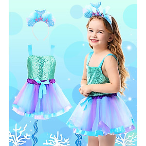kuaima Girls Princess Dress up Trunk Set, Unicorn, Mermaid, Princess, Bride, Angel Pretend Play Costume Set for Toddlers Little Girls Ages 3-6 Years