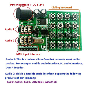 VISLONE DTMF Module 5-24VDC Audio Generator Module Voice Dual Encoder Transmitters Board Keyboard for MT8870/CE004/CE005/CE023/AD22B04/AD22A08
