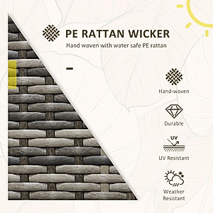 Outsunny 3-Piece Patio Wicker Bistro Set with Cushions, Aluminum Frame Outdoor PE Rattan Conversation Furniture with 2 Rocking Chairs, Slat Top Coffee Table for Porch, Backyard, Garden, Dark Gray