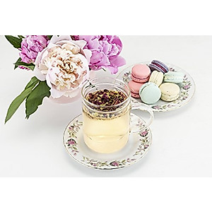 Pinky Up Blake Tea Cup with Infuser and Lid - Holds 12 ozGlass Tea Infuser Mug for Loose Leaf Tea - 12oz 3pc Set of 1