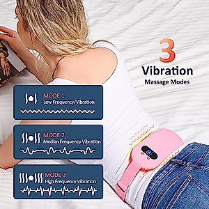 Heating Pad, Portable Cordless Menstrual Heating Pad 5s Fast Heating, Heating Pads for Cramps with 3 Heat Levels and 3 Massage Modes, Heating Pad for Back Pain Gift for Women and Girl(Pink)