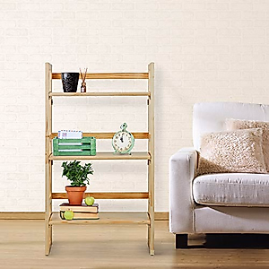 Casual Home 3-Shelf Folding Student Bookcase (20.75" Wide)-Natural